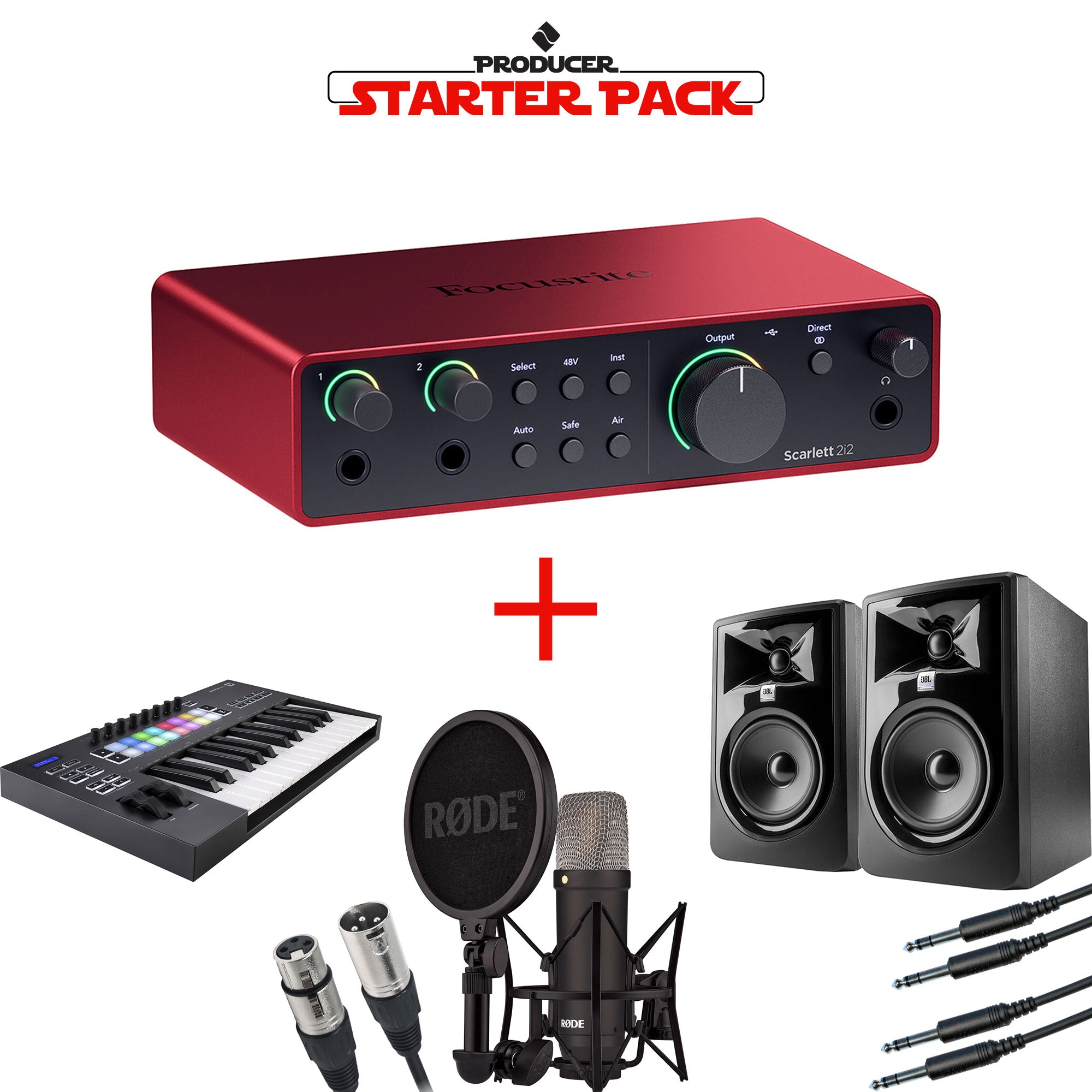 Focusrite Scarlett 2i2 Producer Starter Pack with Interface, Studio ...