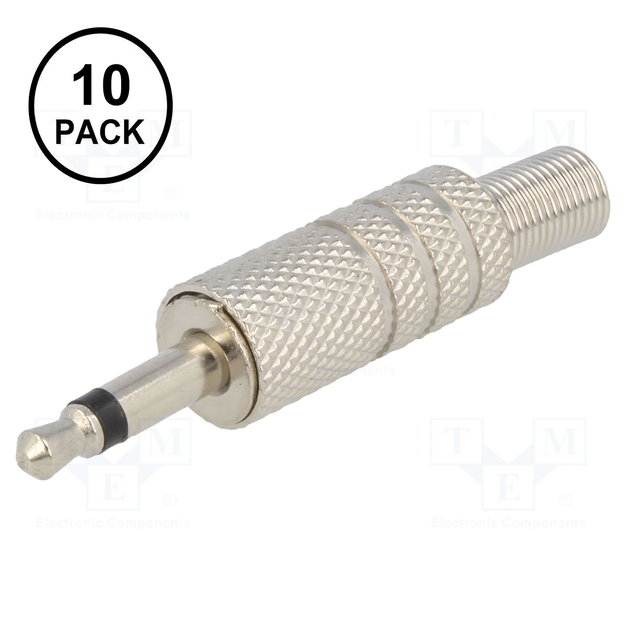 Performance Audio In-Line 3.5mm (1/8") TS Mono Male Plug (Silver, 10 ...